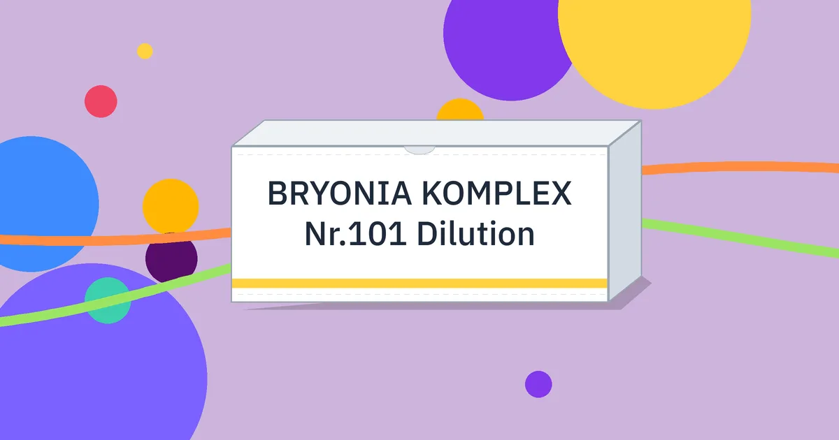 Symbolbild: Packung mit der Aufschrift BRYONIA KOMPLEX Nr.101 Dilution (PZN 00159611) – Verfügbarkeit und Bezug in Apotheken in Frankfurt am Main