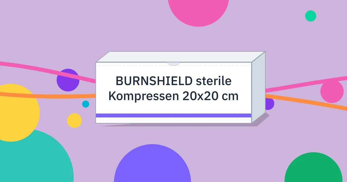Symbolbild: Packung mit der Aufschrift BURNSHIELD sterile Kompressen 20x20 cm (PZN 18669910) – Verfügbarkeit und Bezug in Apotheken in Frankfurt am Main