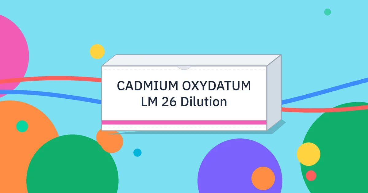 Symbolbild: Packung mit der Aufschrift CADMIUM OXYDATUM LM 26 Dilution (PZN 13401456) – Verfügbarkeit und Bezug in Apotheken in Frankfurt am Main