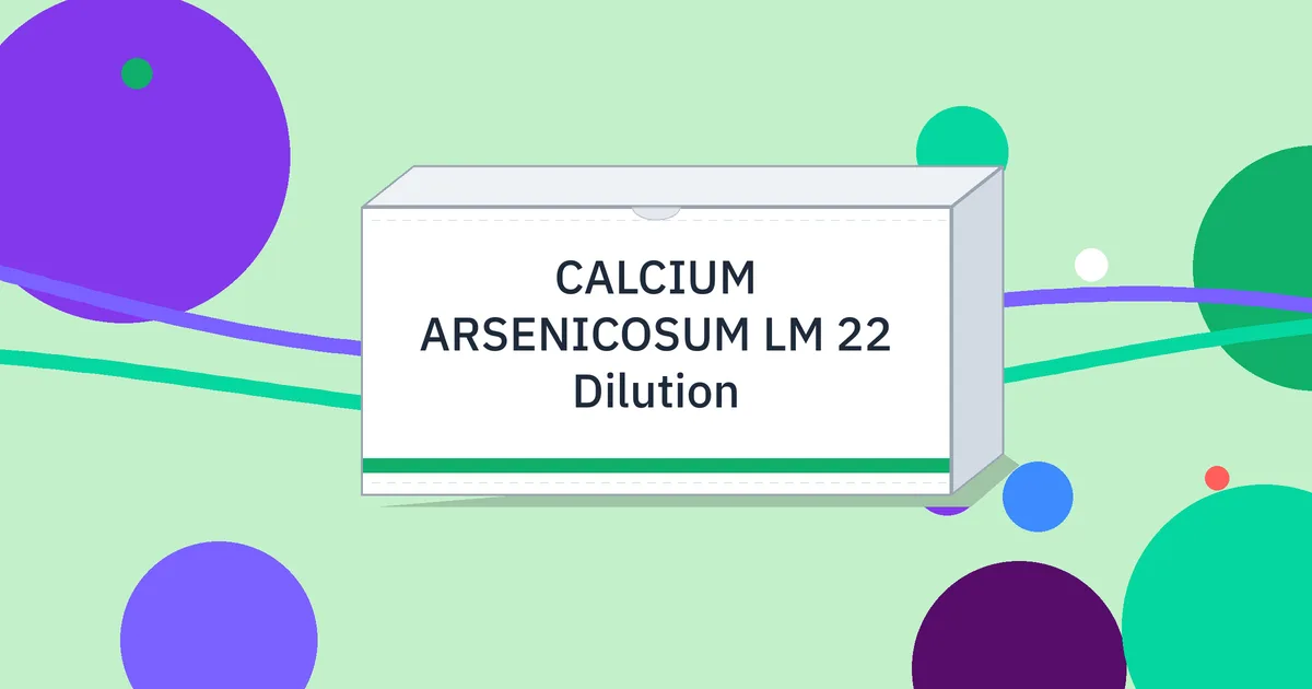 Symbolbild: Packung mit der Aufschrift CALCIUM ARSENICOSUM LM 22 Dilution (PZN 12800102) – Verfügbarkeit und Bezug in Apotheken in Frankfurt am Main