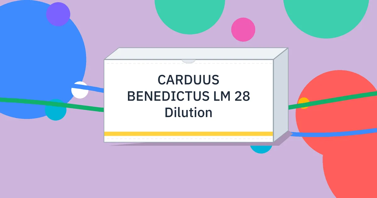 Symbolbild: Packung mit der Aufschrift CARDUUS BENEDICTUS LM 28 Dilution (PZN 13430297) – Verfügbarkeit und Bezug in Apotheken in Frankfurt am Main
