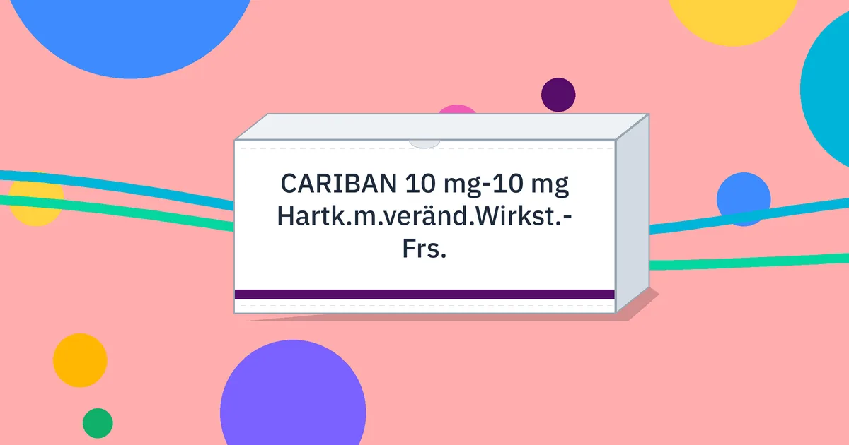 Symbolbild: Packung mit der Aufschrift CARIBAN 10 mg-10 mg Hartk.m.veränd.Wirkst.-Frs. (PZN 18179815) – Verfügbarkeit und Bezug in Apotheken in Frankfurt am Main