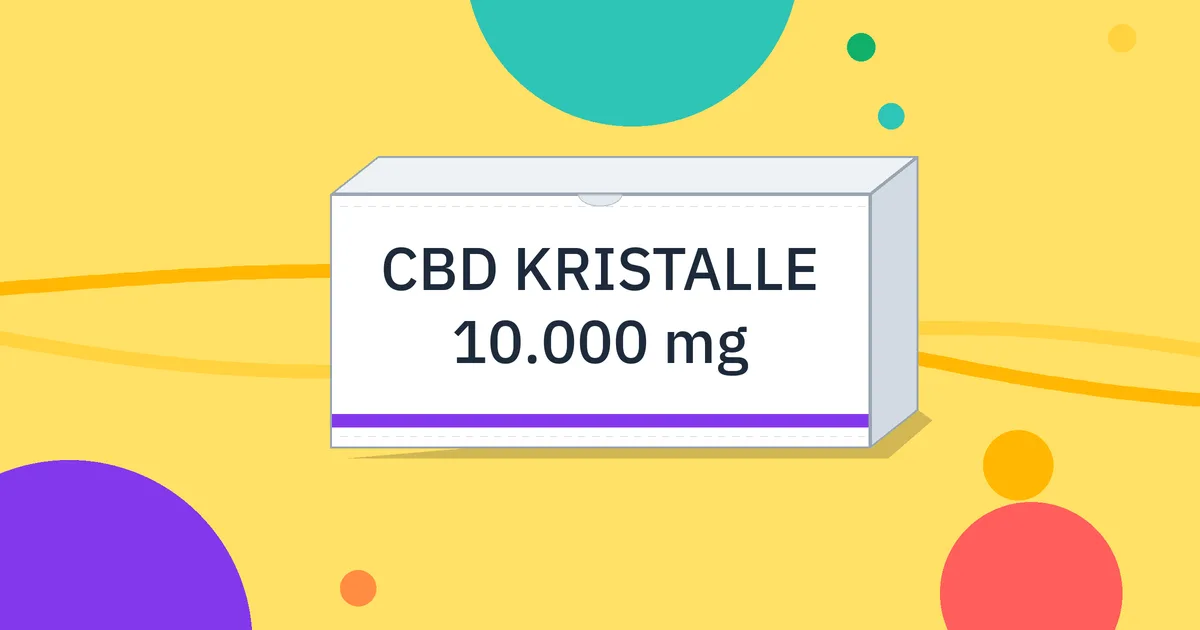 Symbolbild: Packung mit der Aufschrift CBD KRISTALLE 10.000 mg (PZN 15300506) – Verfügbarkeit und Bezug in Apotheken in Frankfurt am Main