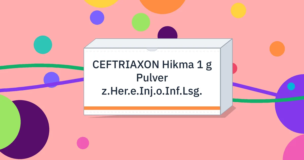Symbolbild: Packung mit der Aufschrift CEFTRIAXON Hikma 1 g Pulver z.Her.e.Inj.o.Inf.Lsg. (PZN 03647587) – Verfügbarkeit und Bezug in Apotheken in Frankfurt am Main