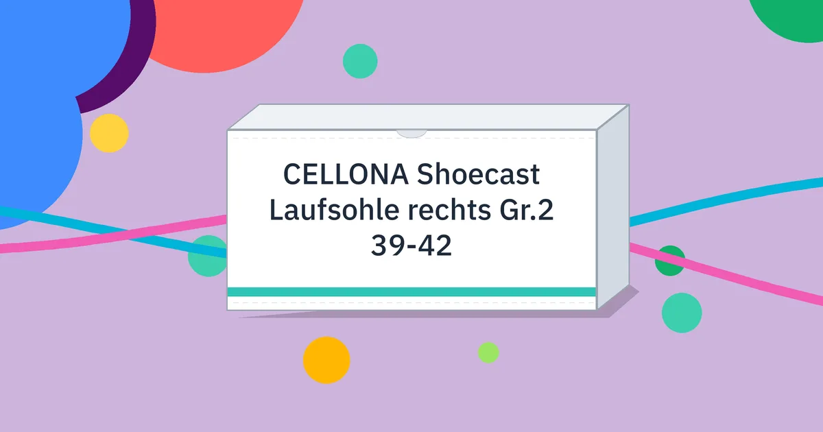 Symbolbild: Packung mit der Aufschrift CELLONA Shoecast Laufsohle rechts Gr.2 39-42 (PZN 03630345) – Verfügbarkeit und Bezug in Apotheken in Frankfurt am Main