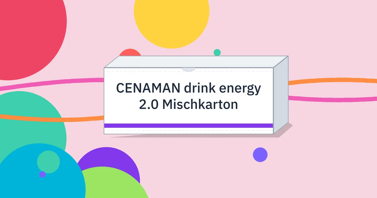 Symbolbild: Packung mit der Aufschrift CENAMAN drink energy 2.0 Mischkarton (PZN 13711010) – Verfügbarkeit und Bezug in Apotheken in Frankfurt am Main