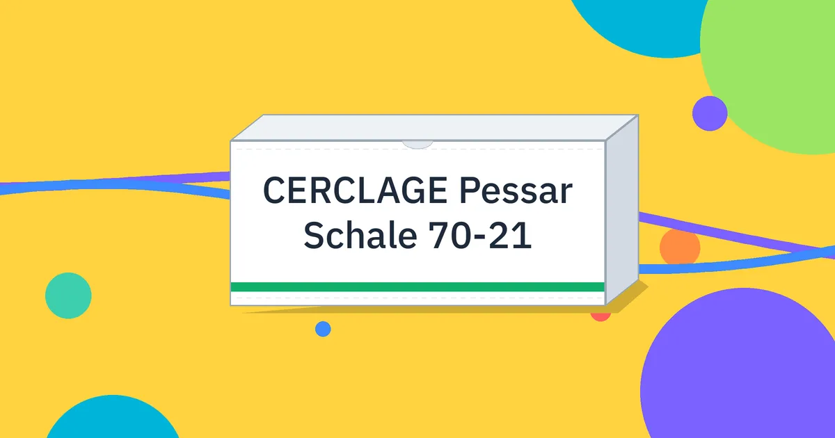 Symbolbild: Packung mit der Aufschrift CERCLAGE Pessar Schale 70-21 (PZN 04570355) – Verfügbarkeit und Bezug in Apotheken in Frankfurt am Main