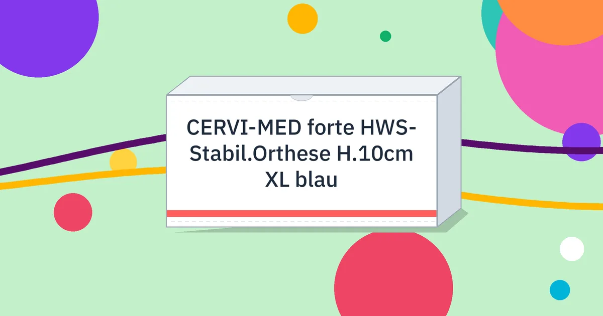 Symbolbild: Packung mit der Aufschrift CERVI-MED forte HWS-Stabil.Orthese H.10cm XL blau (PZN 20309834) – Verfügbarkeit und Bezug in Apotheken in Frankfurt am Main
