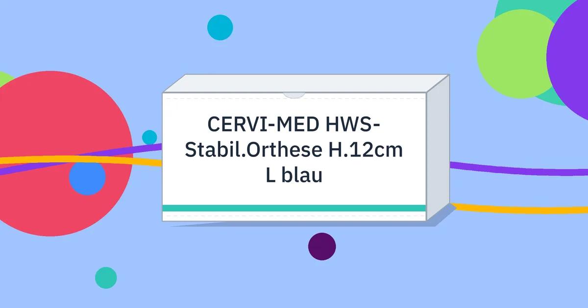 Symbolbild: Packung mit der Aufschrift CERVI-MED HWS-Stabil.Orthese H.12cm L blau (PZN 20304825) – Verfügbarkeit und Bezug in Apotheken in Frankfurt am Main
