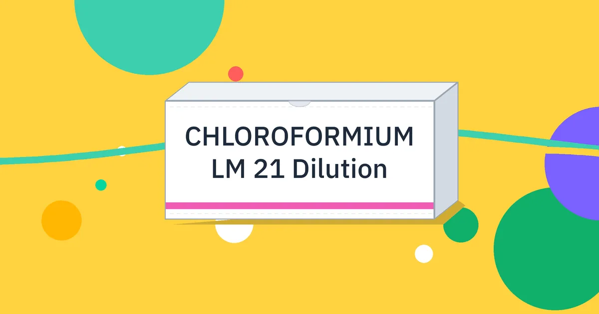 Symbolbild: Packung mit der Aufschrift CHLOROFORMIUM LM 21 Dilution (PZN 13444661) – Verfügbarkeit und Bezug in Apotheken in Frankfurt am Main