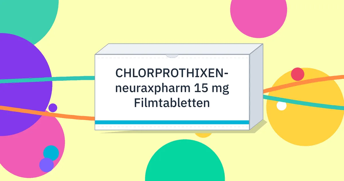 Symbolbild: Packung mit der Aufschrift CHLORPROTHIXEN-neuraxpharm 15 mg Filmtabletten (PZN 07463944) – Verfügbarkeit und Bezug in Apotheken in Frankfurt am Main