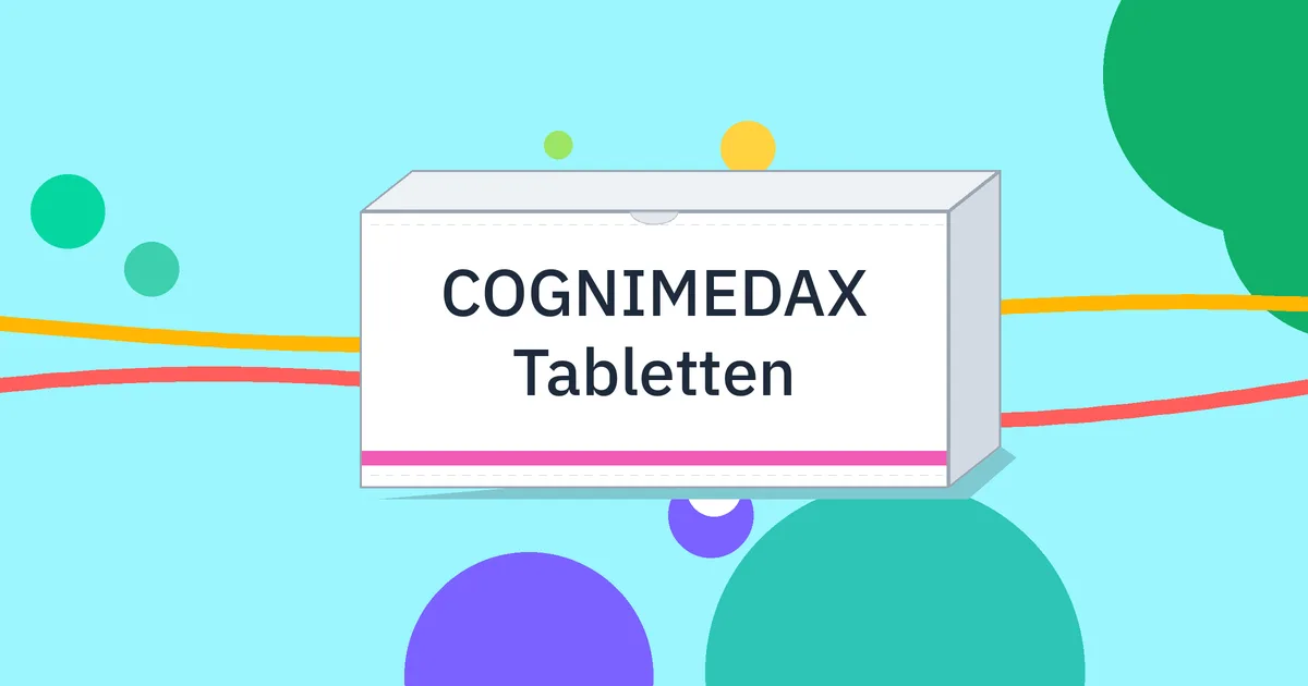 Symbolbild: Packung mit der Aufschrift COGNIMEDAX Tabletten (PZN 19958792) – Verfügbarkeit und Bezug in Apotheken in Frankfurt am Main