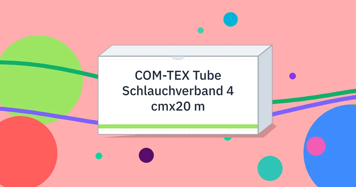 Symbolbild: Packung mit der Aufschrift COM-TEX Tube Schlauchverband 4 cmx20 m (PZN 04723267) – Verfügbarkeit und Bezug in Apotheken in Frankfurt am Main