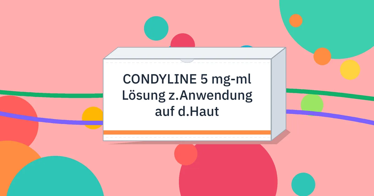 Symbolbild: Packung mit der Aufschrift CONDYLINE 5 mg-ml Lösung z.Anwendung auf d.Haut (PZN 19226801) – Verfügbarkeit und Bezug in Apotheken in Frankfurt am Main