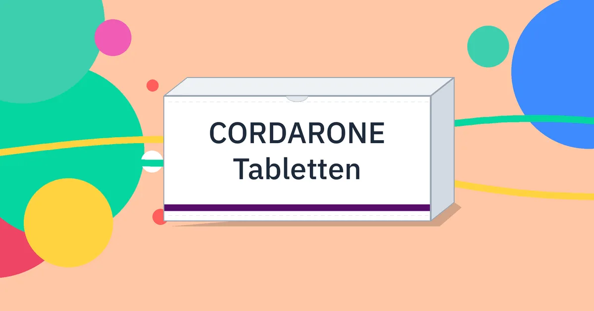 Symbolbild: Packung mit der Aufschrift CORDARONE Tabletten (PZN 02235693) – Verfügbarkeit und Bezug in Apotheken in Frankfurt am Main