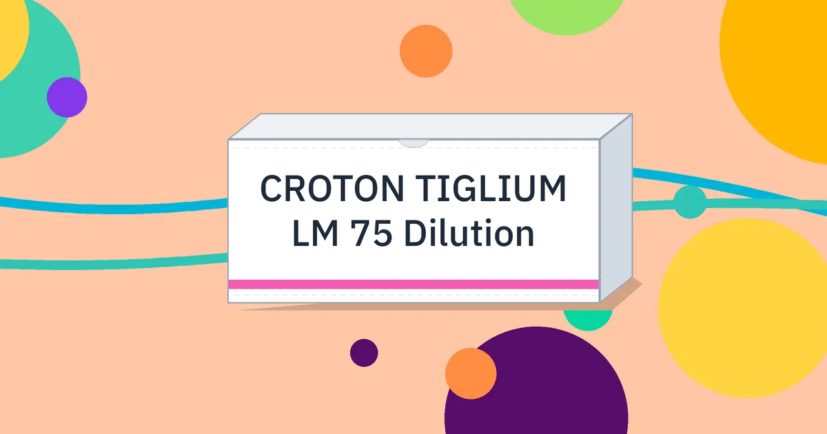 Symbolbild: Packung mit der Aufschrift CROTON TIGLIUM LM 75 Dilution (PZN 12836620) – Verfügbarkeit und Bezug in Apotheken in Frankfurt am Main
