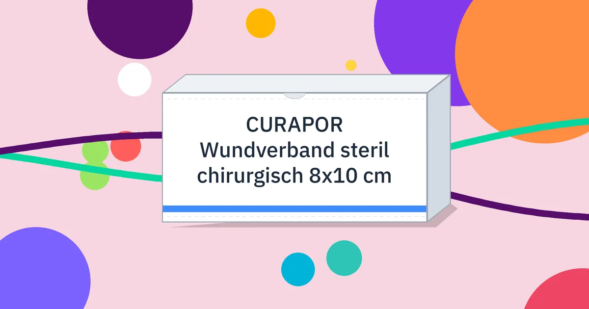 Symbolbild: Packung mit der Aufschrift CURAPOR Wundverband steril chirurgisch 8x10 cm (PZN 18734211) – Verfügbarkeit und Bezug in Apotheken in Frankfurt am Main