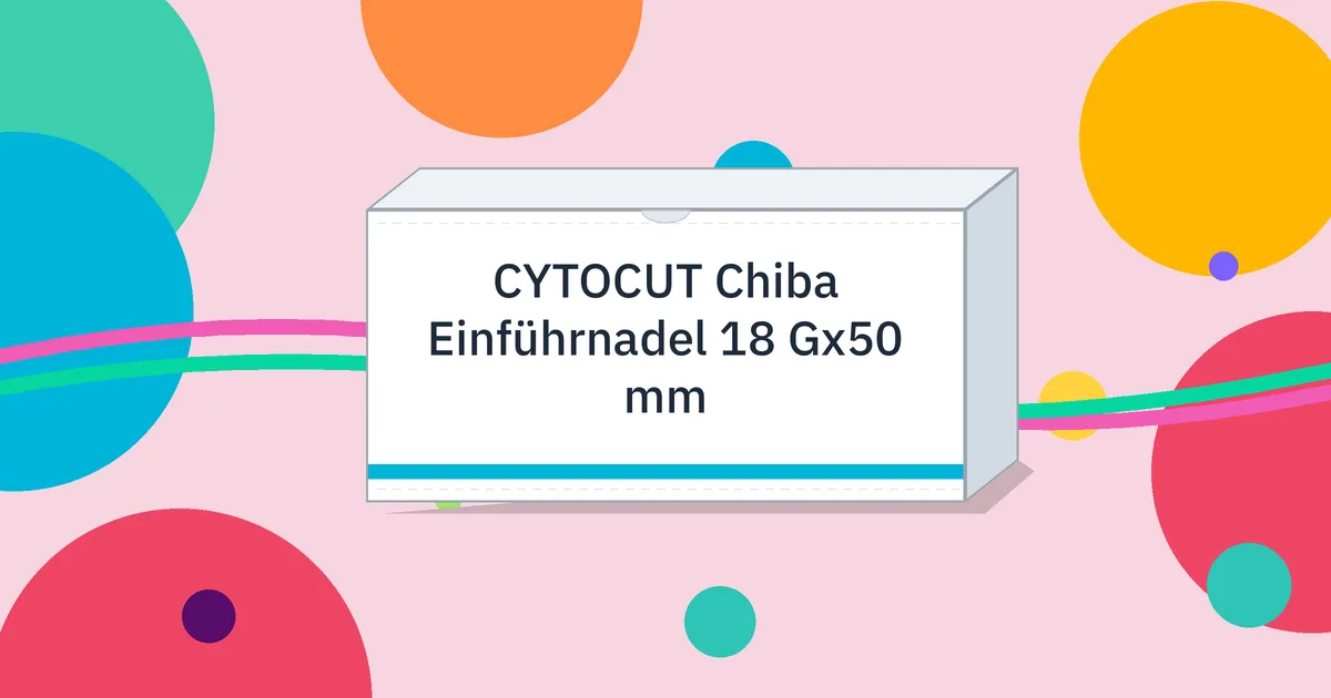 Symbolbild: Packung mit der Aufschrift CYTOCUT Chiba Einführnadel 18 Gx50 mm (PZN 16919159) – Verfügbarkeit und Bezug in Apotheken in Frankfurt am Main