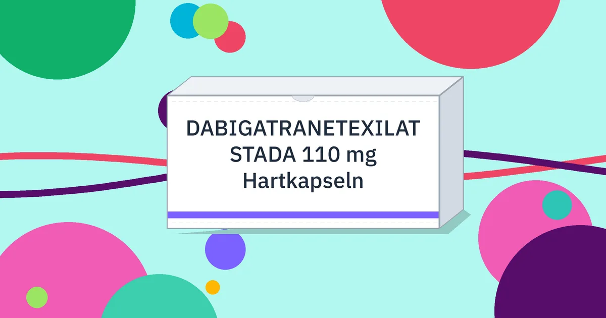 Symbolbild: Packung mit der Aufschrift DABIGATRANETEXILAT STADA 110 mg Hartkapseln (PZN 17397160) – Verfügbarkeit und Bezug in Apotheken in Frankfurt am Main