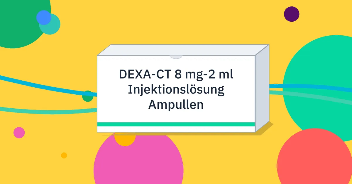 Symbolbild: Packung mit der Aufschrift DEXA-CT 8 mg-2 ml Injektionslösung Ampullen (PZN 07692550) – Verfügbarkeit und Bezug in Apotheken in Frankfurt am Main