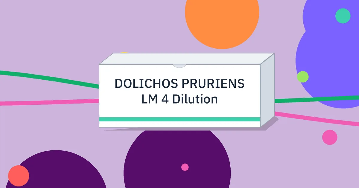 Symbolbild: Packung mit der Aufschrift DOLICHOS PRURIENS LM 4 Dilution (PZN 13466438) – Verfügbarkeit und Bezug in Apotheken in Frankfurt am Main