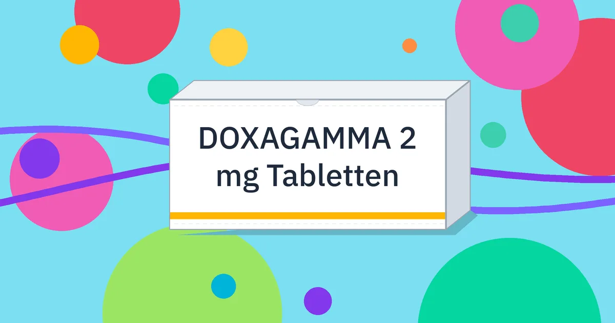 Symbolbild: Packung mit der Aufschrift DOXAGAMMA 2 mg Tabletten (PZN 00947337) – Verfügbarkeit und Bezug in Apotheken in Frankfurt am Main