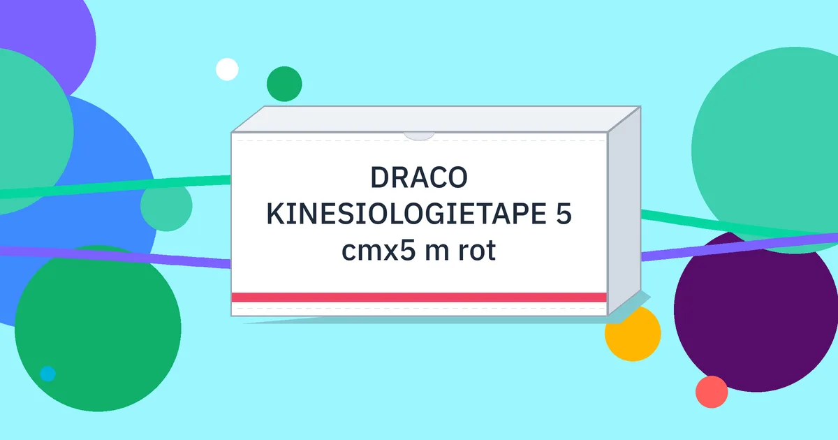 Symbolbild: Packung mit der Aufschrift DRACO KINESIOLOGIETAPE 5 cmx5 m rot (PZN 18108666) – Verfügbarkeit und Bezug in Apotheken in Frankfurt am Main