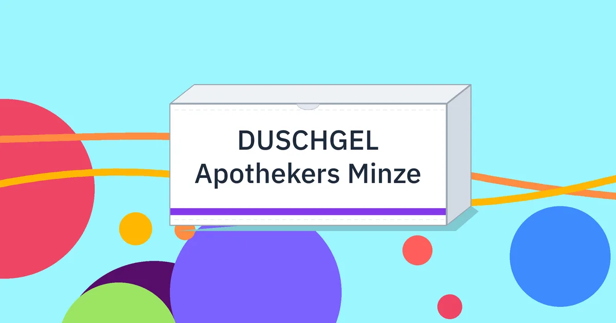 Symbolbild: Packung mit der Aufschrift DUSCHGEL Apothekers Minze (PZN 20941868) – Verfügbarkeit und Bezug in Apotheken in Frankfurt am Main