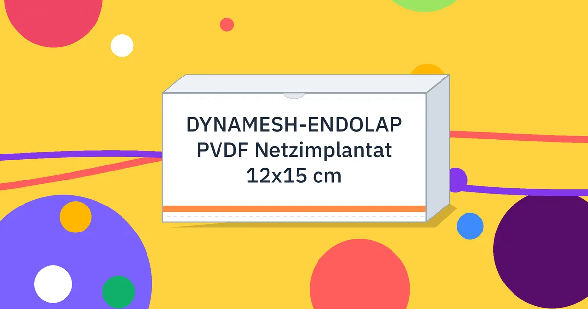 Symbolbild: Packung mit der Aufschrift DYNAMESH-ENDOLAP PVDF Netzimplantat 12x15 cm (PZN 19372589) – Verfügbarkeit und Bezug in Apotheken in Frankfurt am Main