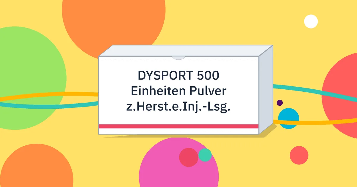 Symbolbild: Packung mit der Aufschrift DYSPORT 500 Einheiten Pulver z.Herst.e.Inj.-Lsg. (PZN 06079356) – Verfügbarkeit und Bezug in Apotheken in Frankfurt am Main