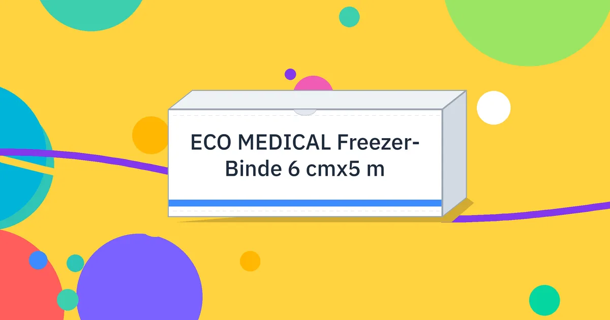 Symbolbild: Packung mit der Aufschrift ECO MEDICAL Freezer-Binde 6 cmx5 m (PZN 00881414) – Verfügbarkeit und Bezug in Apotheken in Frankfurt am Main