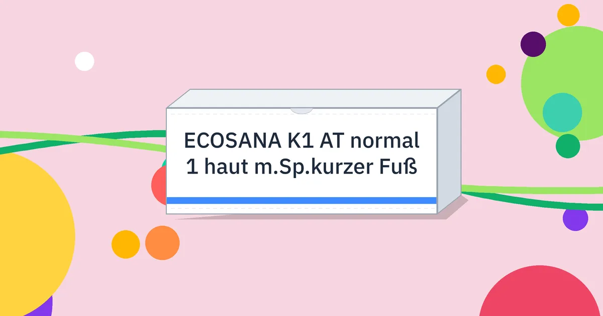 Symbolbild: Packung mit der Aufschrift ECOSANA K1 AT normal 1 haut m.Sp.kurzer Fuß (PZN 04731261) – Verfügbarkeit und Bezug in Apotheken in Frankfurt am Main