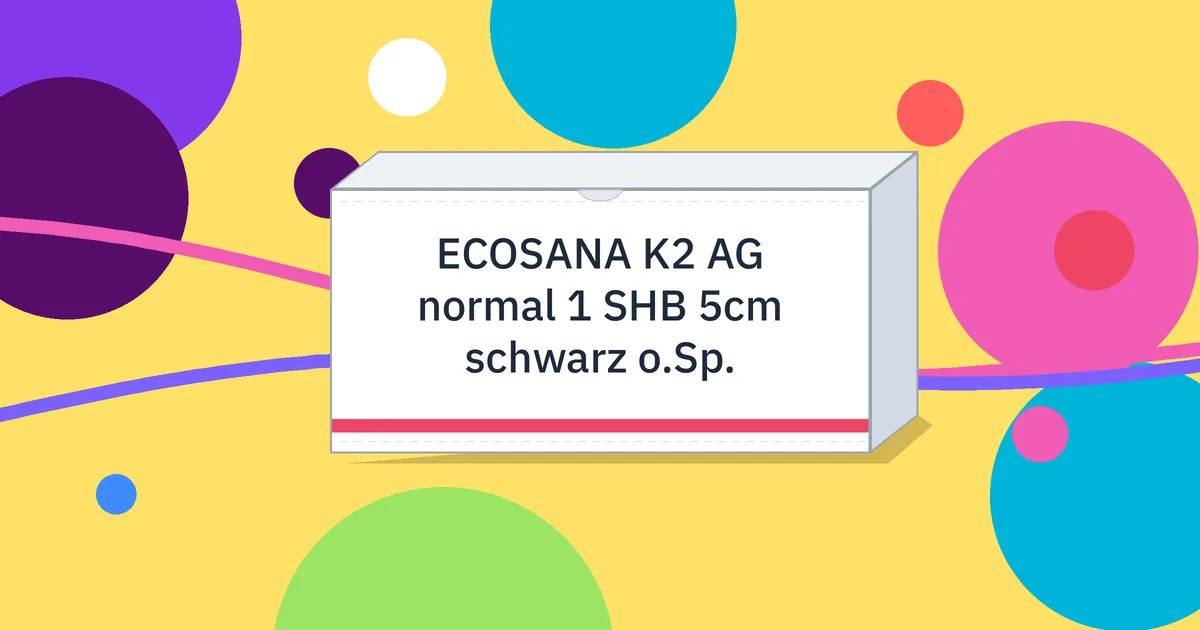 Symbolbild: Packung mit der Aufschrift ECOSANA K2 AG normal 1 SHB 5cm schwarz o.Sp. (PZN 01361964) – Verfügbarkeit und Bezug in Apotheken in Frankfurt am Main