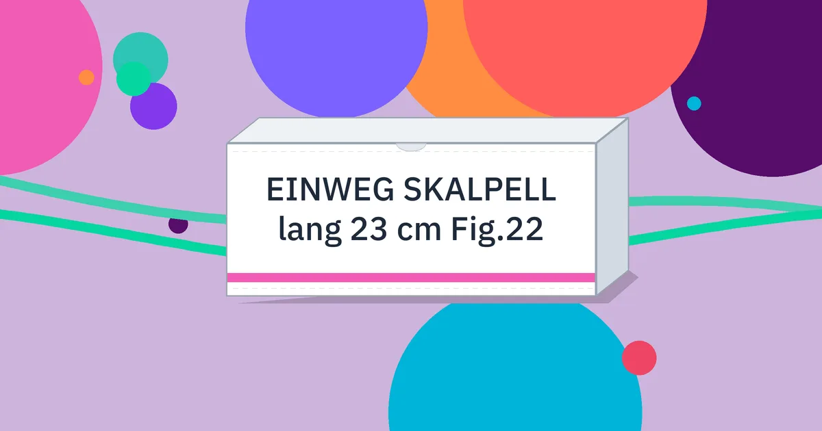 Symbolbild: Packung mit der Aufschrift EINWEG SKALPELL lang 23 cm Fig.22 (PZN 09291045) – Verfügbarkeit und Bezug in Apotheken in Frankfurt am Main