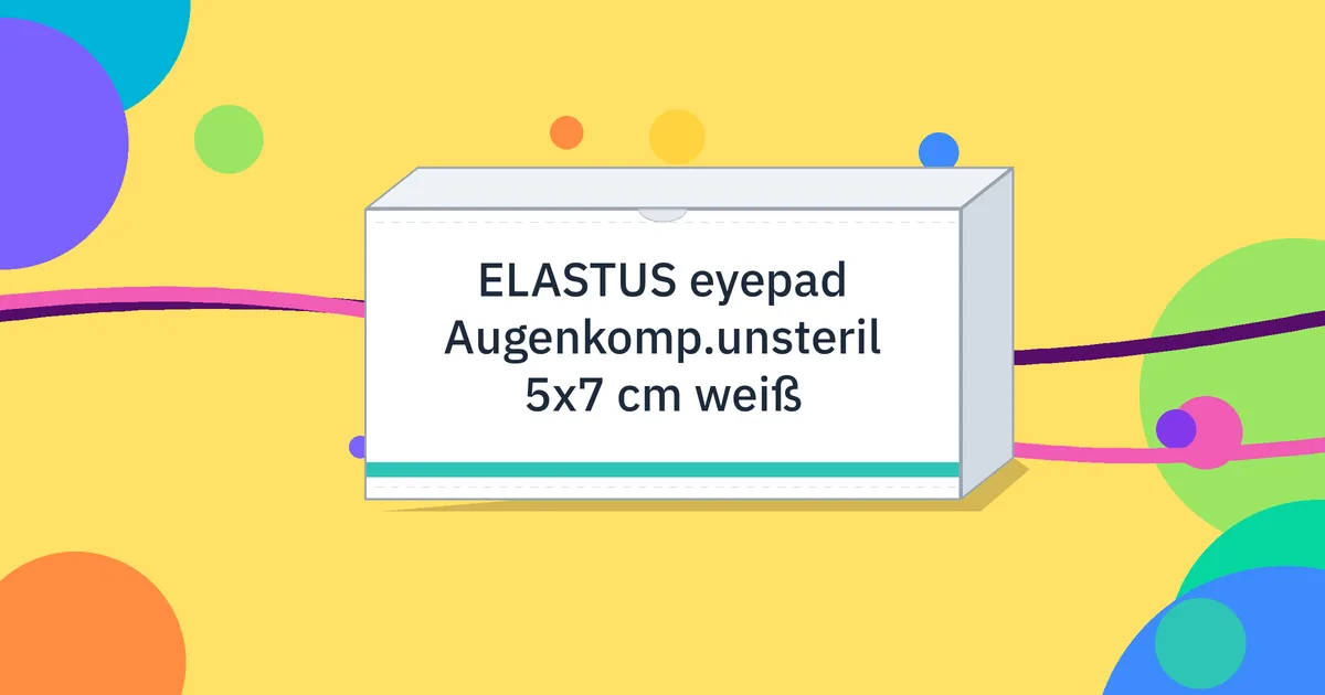 Symbolbild: Packung mit der Aufschrift ELASTUS eyepad Augenkomp.unsteril 5x7 cm weiß (PZN 17997150) – Verfügbarkeit und Bezug in Apotheken in Frankfurt am Main
