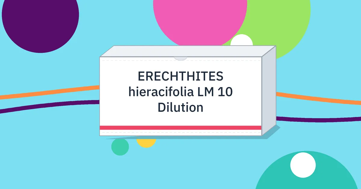 Symbolbild: Packung mit der Aufschrift ERECHTHITES hieracifolia LM 10 Dilution (PZN 13474320) – Verfügbarkeit und Bezug in Apotheken in Frankfurt am Main