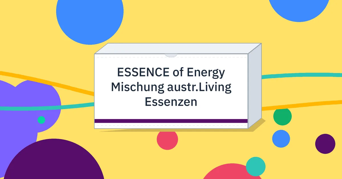 Symbolbild: Packung mit der Aufschrift ESSENCE of Energy Mischung austr.Living Essenzen (PZN 05012278) – Verfügbarkeit und Bezug in Apotheken in Frankfurt am Main