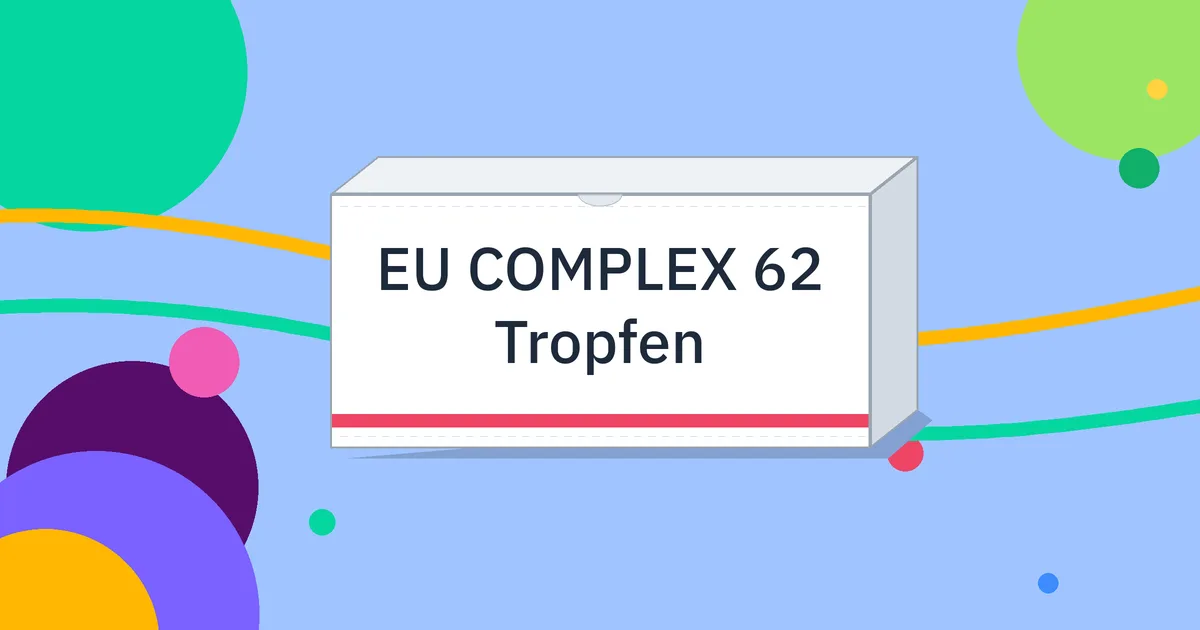 Symbolbild: Packung mit der Aufschrift EU COMPLEX 62 Tropfen (PZN 18351160) – Verfügbarkeit und Bezug in Apotheken in Frankfurt am Main
