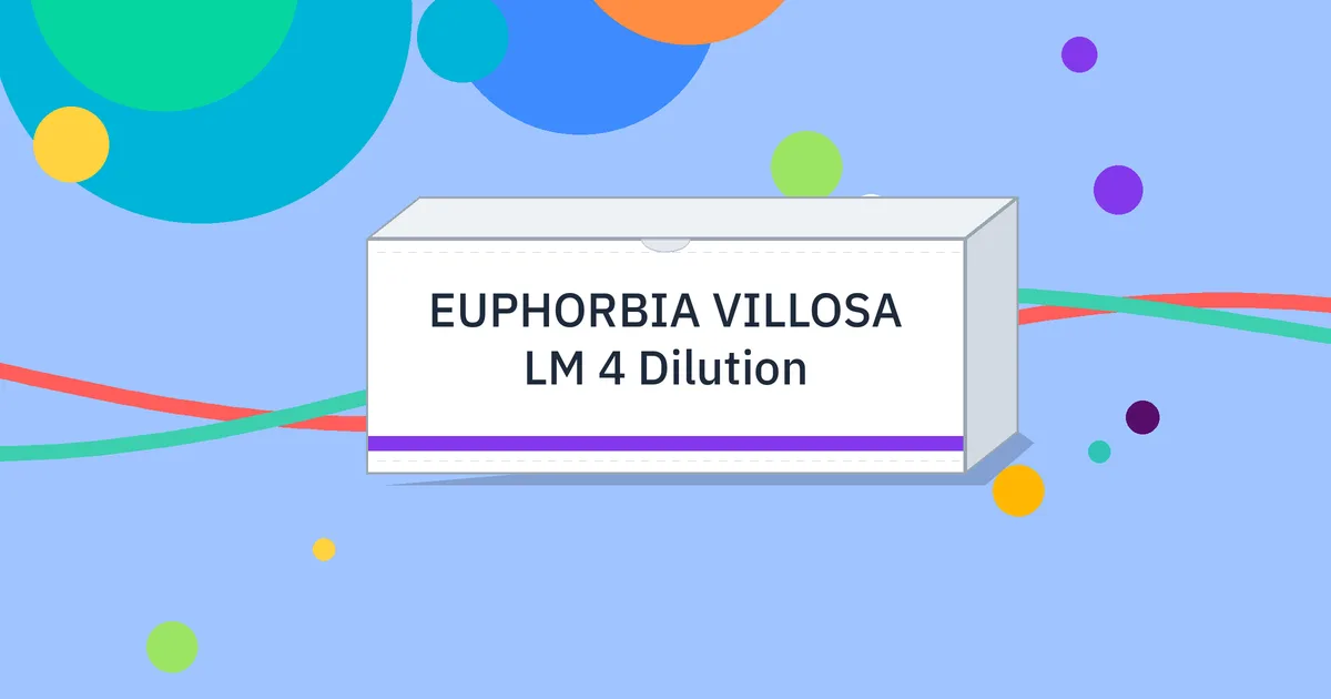 Symbolbild: Packung mit der Aufschrift EUPHORBIA VILLOSA LM 4 Dilution (PZN 13482644) – Verfügbarkeit und Bezug in Apotheken in Frankfurt am Main