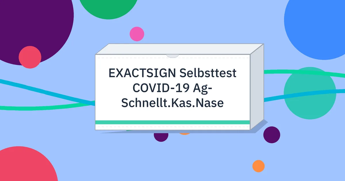 Symbolbild: Packung mit der Aufschrift EXACTSIGN Selbsttest COVID-19 Ag-Schnellt.Kas.Nase (PZN 19134217) – Verfügbarkeit und Bezug in Apotheken in Frankfurt am Main