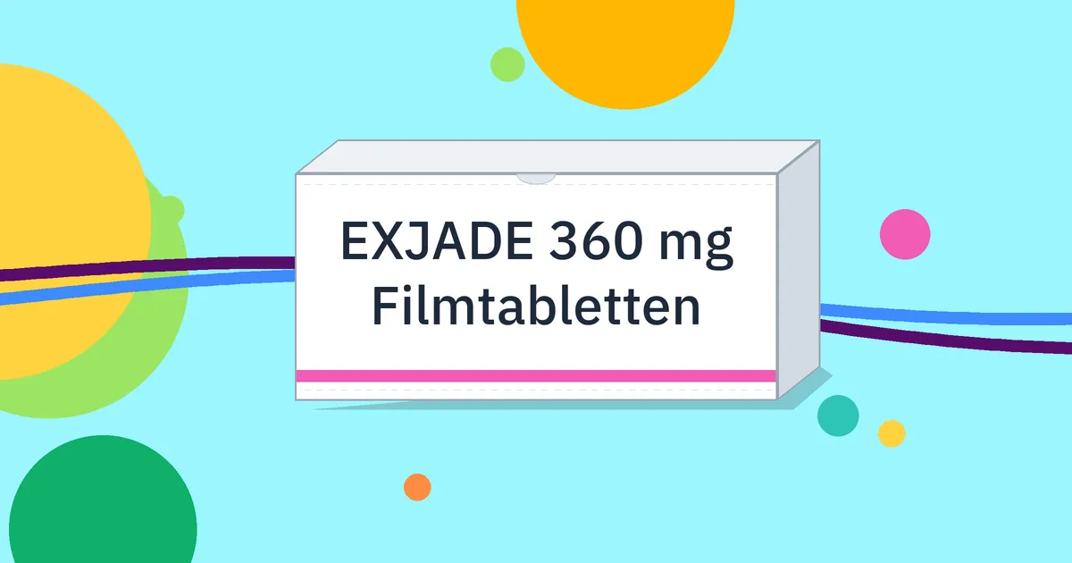 Symbolbild: Packung mit der Aufschrift EXJADE 360 mg Filmtabletten (PZN 14145972) – Verfügbarkeit und Bezug in Apotheken in Frankfurt am Main