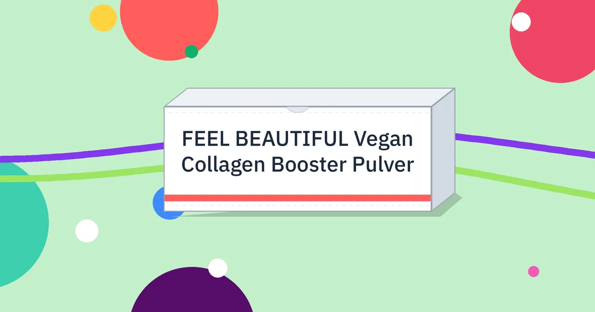 Symbolbild: Packung mit der Aufschrift FEEL BEAUTIFUL Vegan Collagen Booster Pulver (PZN 18656362) – Verfügbarkeit und Bezug in Apotheken in Frankfurt am Main