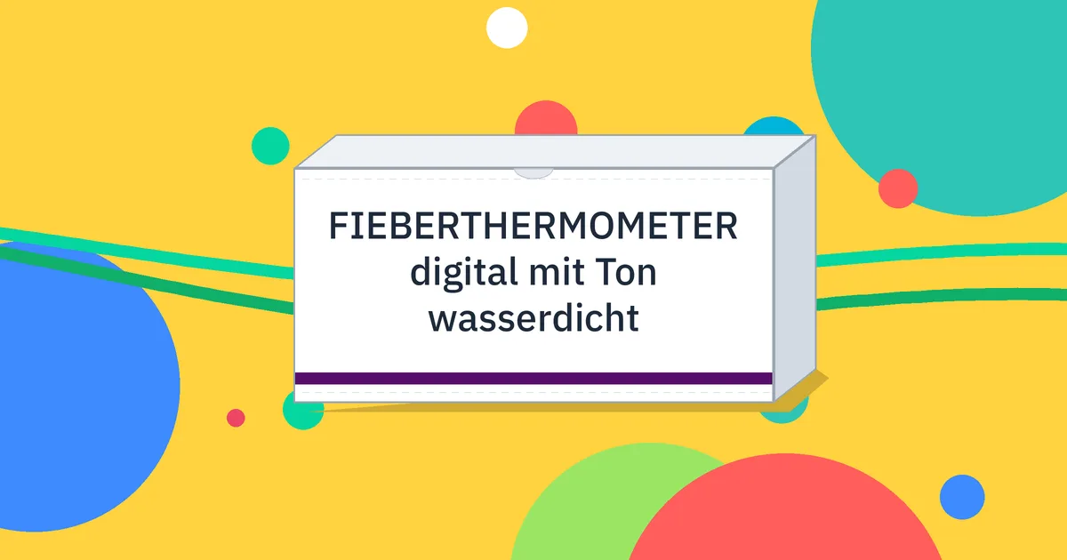 Symbolbild: Packung mit der Aufschrift FIEBERTHERMOMETER digital mit Ton wasserdicht (PZN 09926791) – Verfügbarkeit und Bezug in Apotheken in Frankfurt am Main