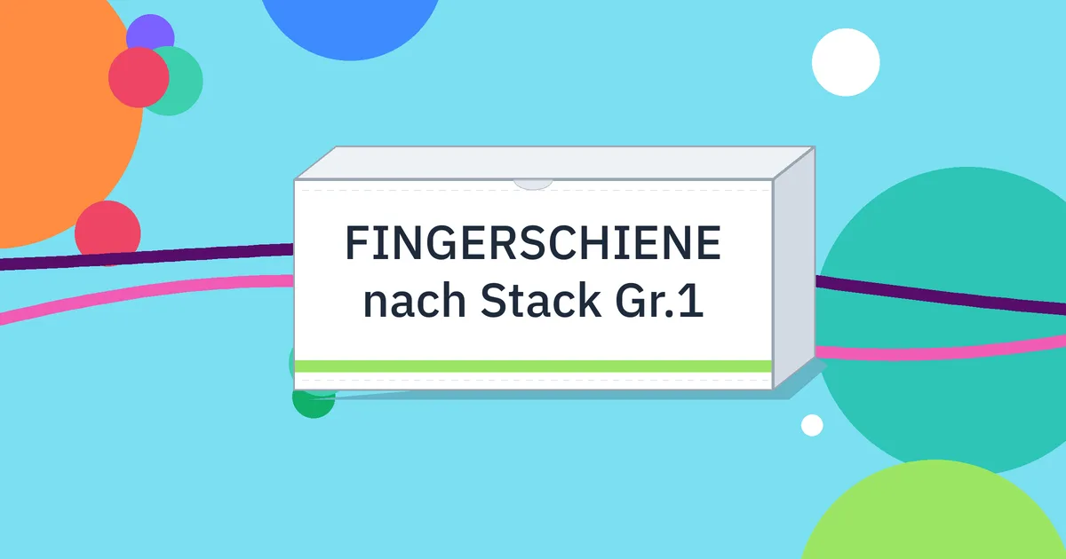 Symbolbild: Packung mit der Aufschrift FINGERSCHIENE nach Stack Gr.1 (PZN 02693007) – Verfügbarkeit und Bezug in Apotheken in Frankfurt am Main