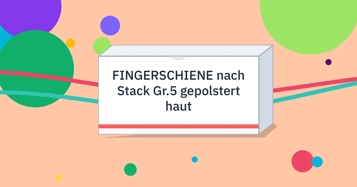 Symbolbild: Packung mit der Aufschrift FINGERSCHIENE nach Stack Gr.5 gepolstert haut (PZN 07013201) – Verfügbarkeit und Bezug in Apotheken in Frankfurt am Main