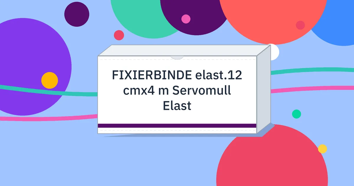 Symbolbild: Packung mit der Aufschrift FIXIERBINDE elast.12 cmx4 m Servomull Elast (PZN 03396820) – Verfügbarkeit und Bezug in Apotheken in Frankfurt am Main