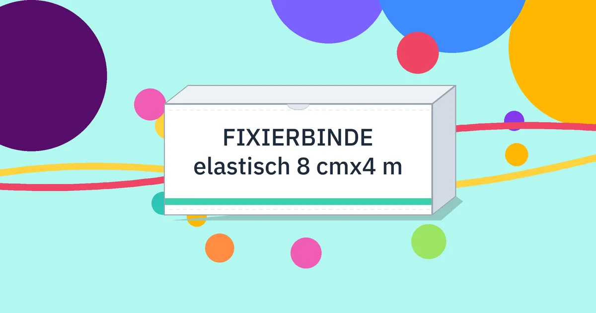 Symbolbild: Packung mit der Aufschrift FIXIERBINDE elastisch 8 cmx4 m (PZN 00056124) – Verfügbarkeit und Bezug in Apotheken in Frankfurt am Main