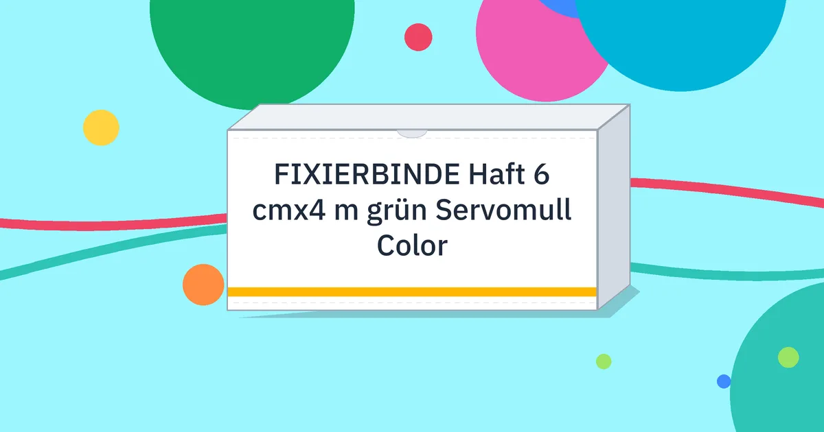 Symbolbild: Packung mit der Aufschrift FIXIERBINDE Haft 6 cmx4 m grün Servomull Color (PZN 04761664) – Verfügbarkeit und Bezug in Apotheken in Frankfurt am Main