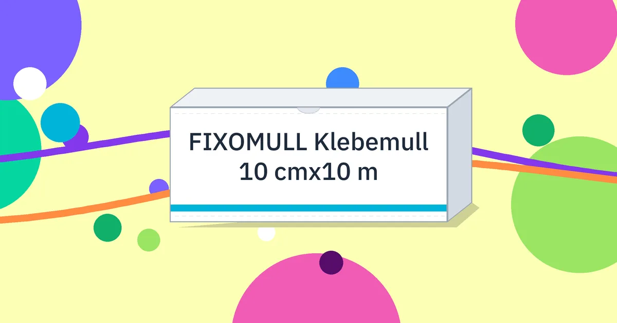 Symbolbild: Packung mit der Aufschrift FIXOMULL Klebemull 10 cmx10 m (PZN 16009368) – Verfügbarkeit und Bezug in Apotheken in Frankfurt am Main