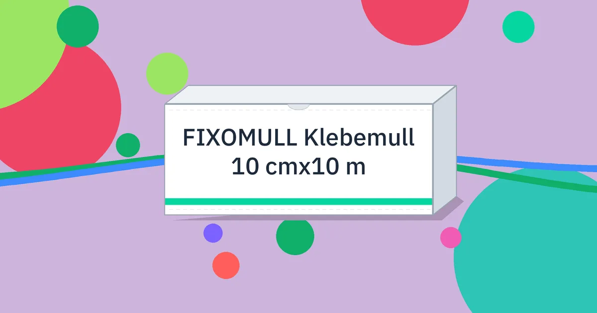 Symbolbild: Packung mit der Aufschrift FIXOMULL Klebemull 10 cmx10 m (PZN 20689127) – Verfügbarkeit und Bezug in Apotheken in Frankfurt am Main